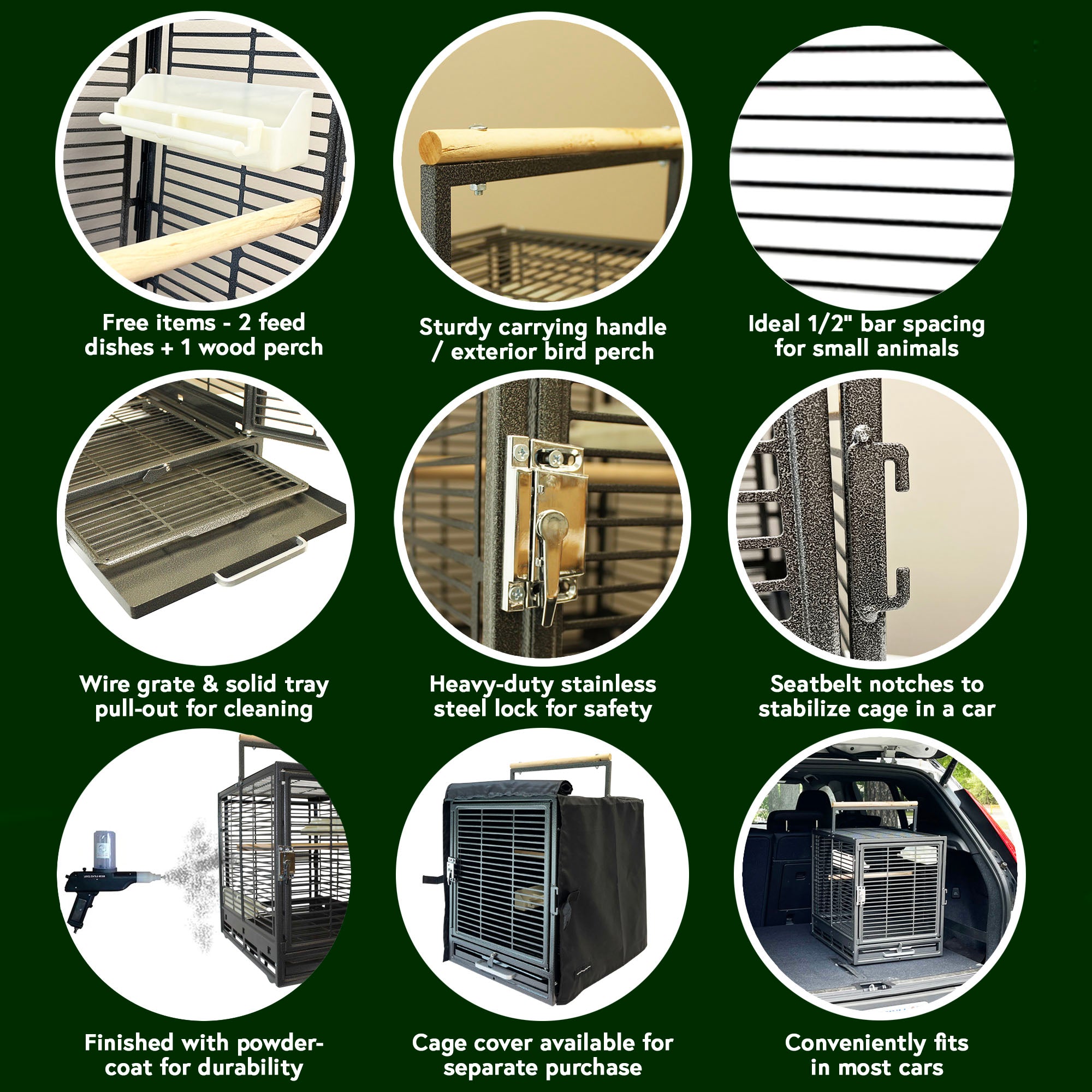ZooPro Pet Travel Cage - For Birds & Small Animals | Sturdy & Safe