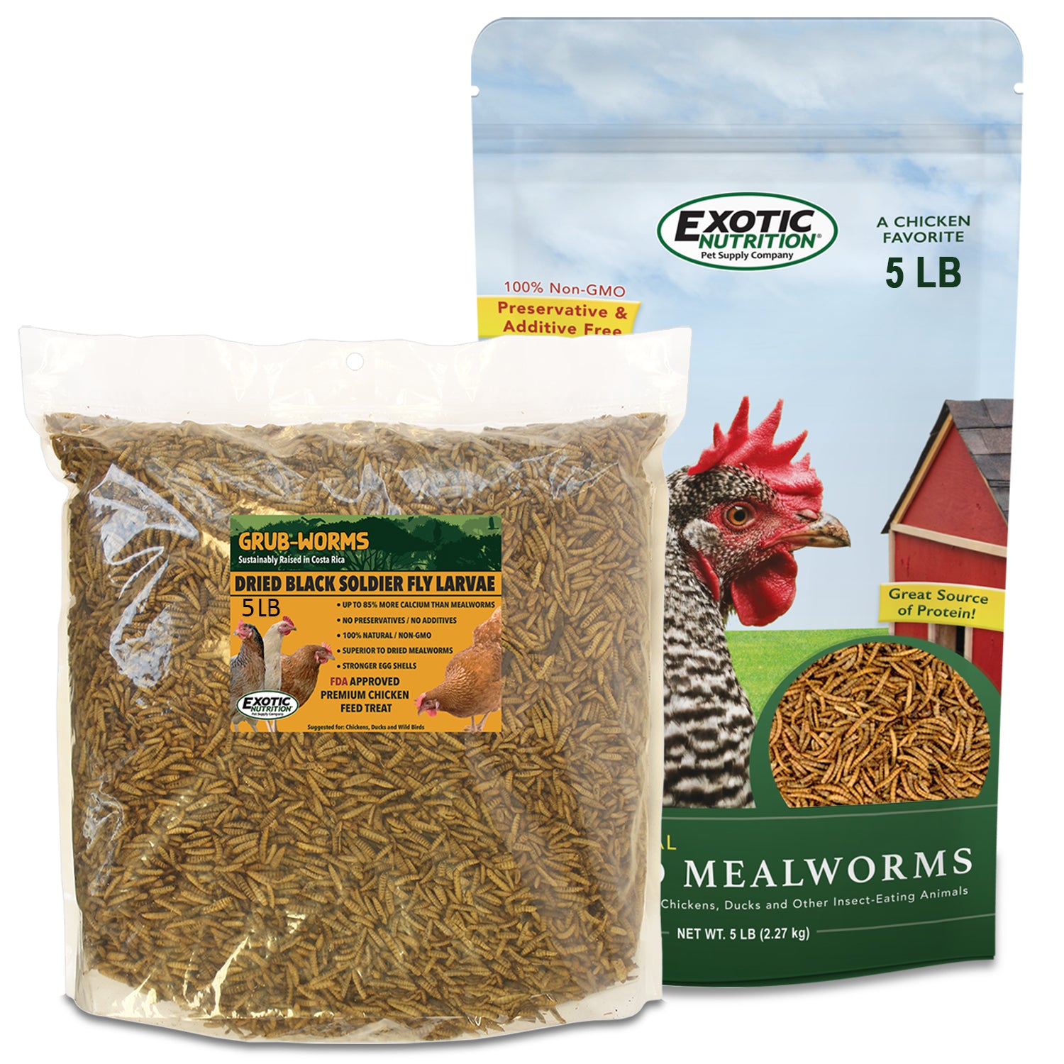 Worm Combo Pack / 5 lb. Mealworms & 5 lb. Grub Worms